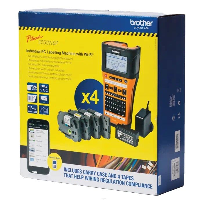 Drukarka etykiet Brother PT-E550 + 4 taśmy TZe w walizce